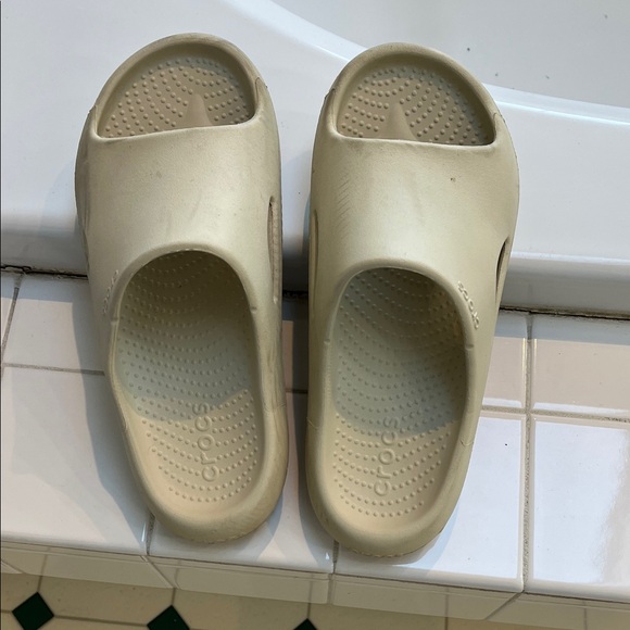 CROCS | Shoes | Crocs Cream Slide Sandals | Poshmark
